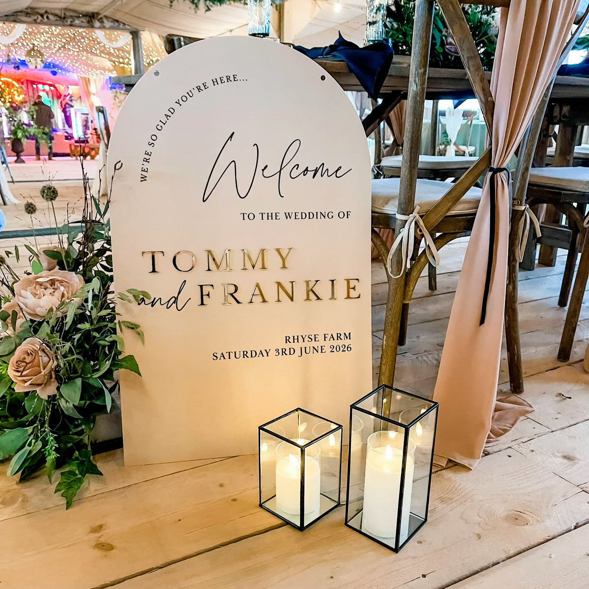 Arch Top Welcome Sign | Wedding Lux Mirrored Gold Acrylic