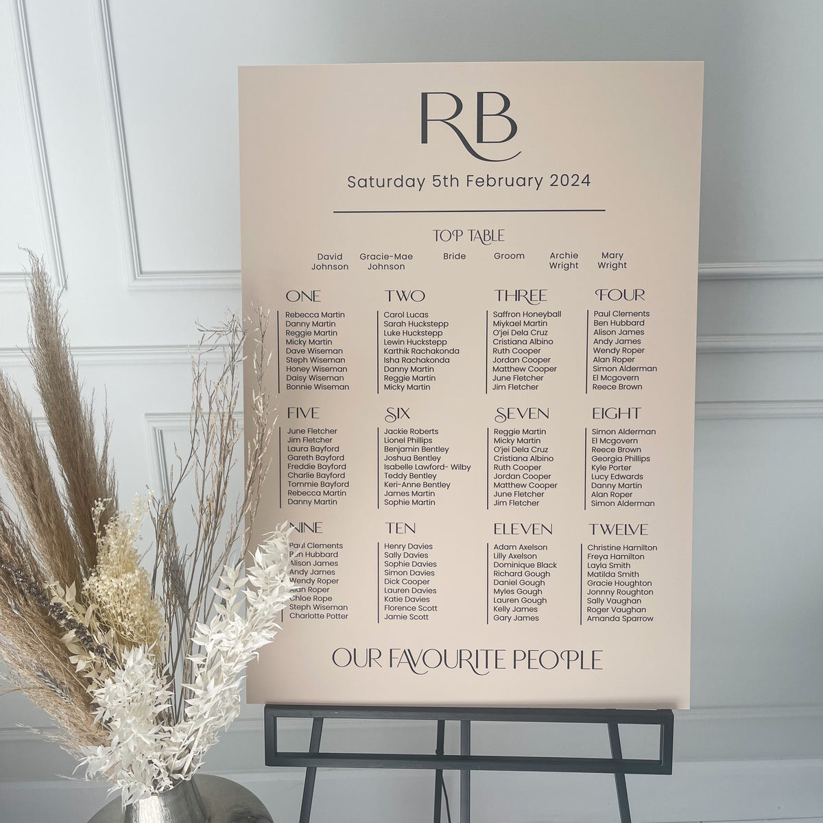 Acrylic Wedding Table Plan - Wedding Lux Custom Beige Sign