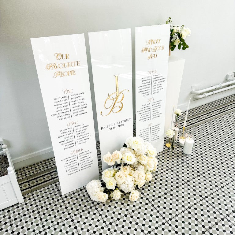 Extra Large Acrylic Wedding Trio Signage - Table Plan & Welcome Sign ...