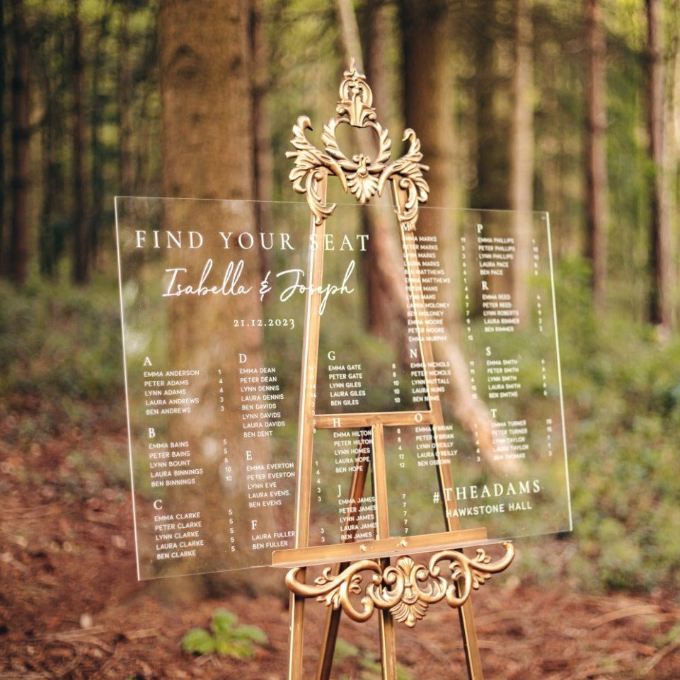 Acrylic Wedding Table Plan - Wedding Lux Custom Sign