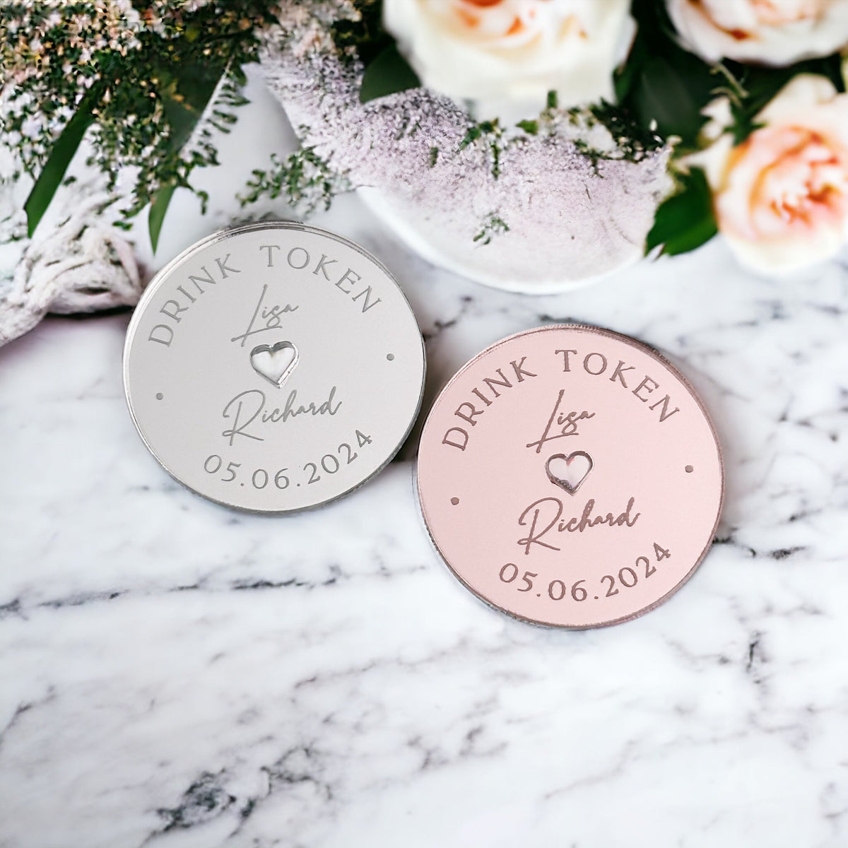 Personalised Wedding Favour Token - Wedding Lux Acrylic