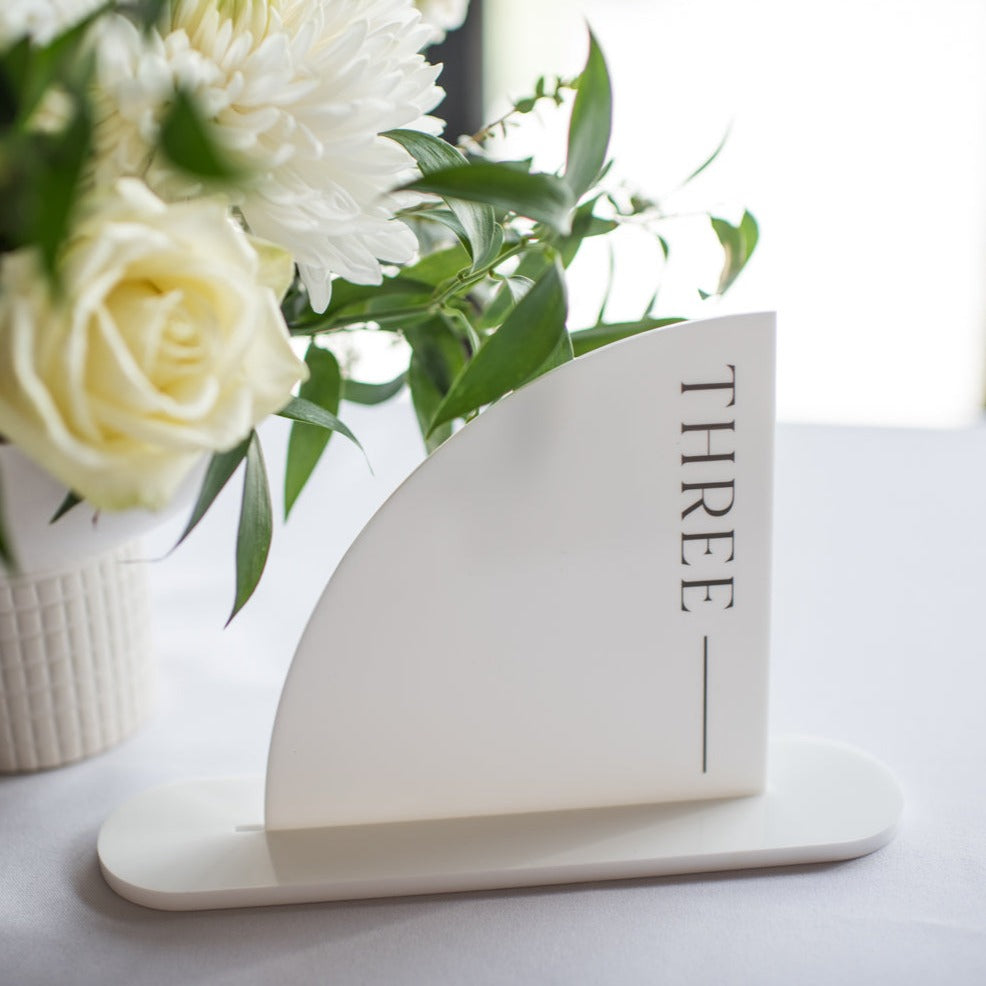 Monochrome Table Numbers | Wedding Lux Angled Acrylic Signs