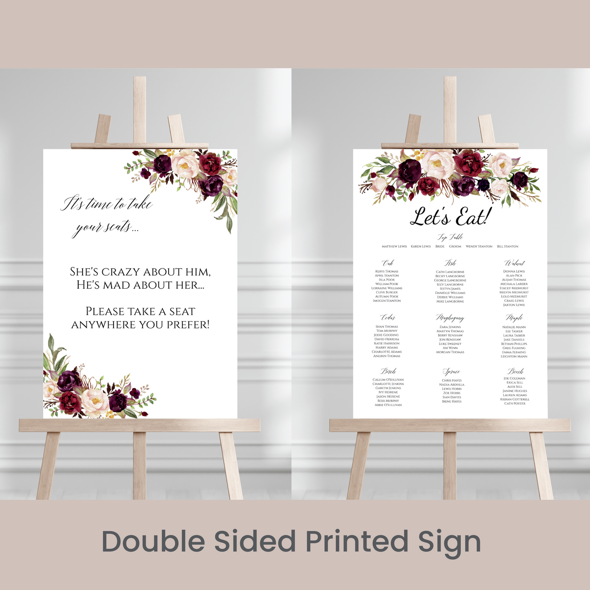 Double Sided Wedding Sign - Wedding Lux Custom Foam Board