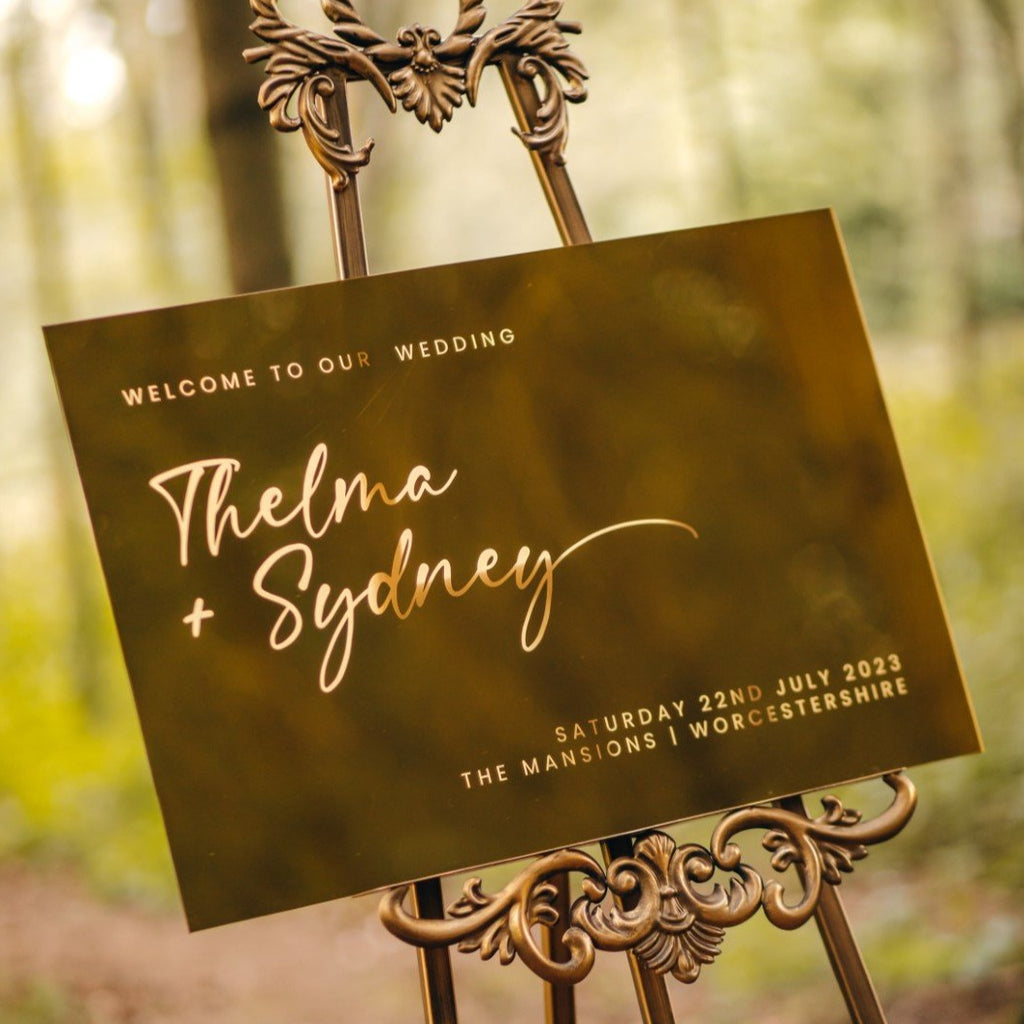 Mirror Acrylic Wedding Welcome Sign – Wedding Lux