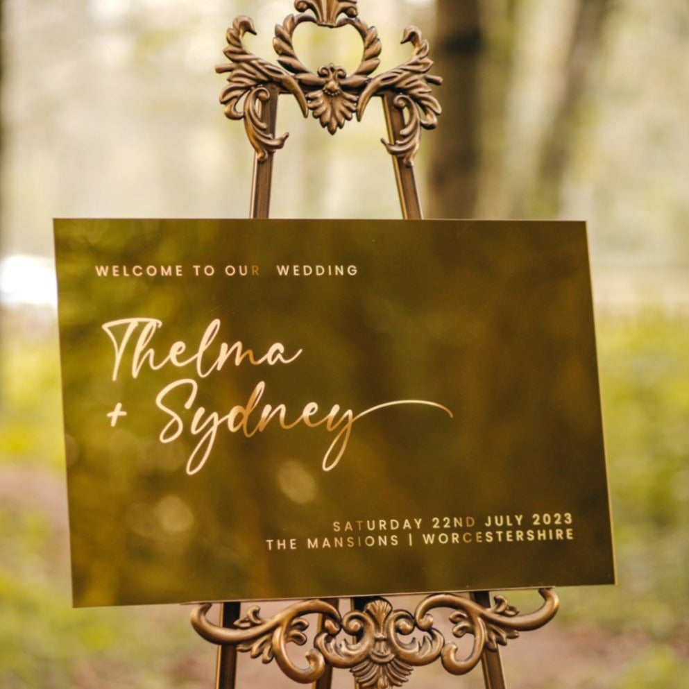 Mirror Acrylic Wedding Welcome Sign – Wedding Lux