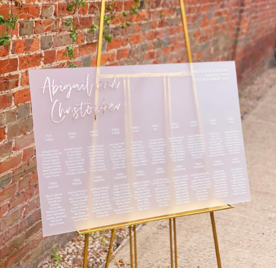 Luxury Acrylic Wedding Table Plan With Mirror Accents – Wedding Lux