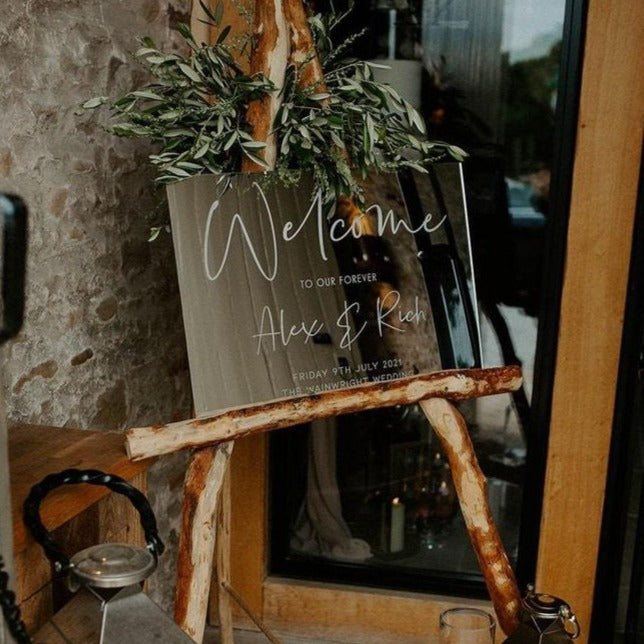 Silver Mirror Acrylic Wedding Welcome Sign – Wedding Lux